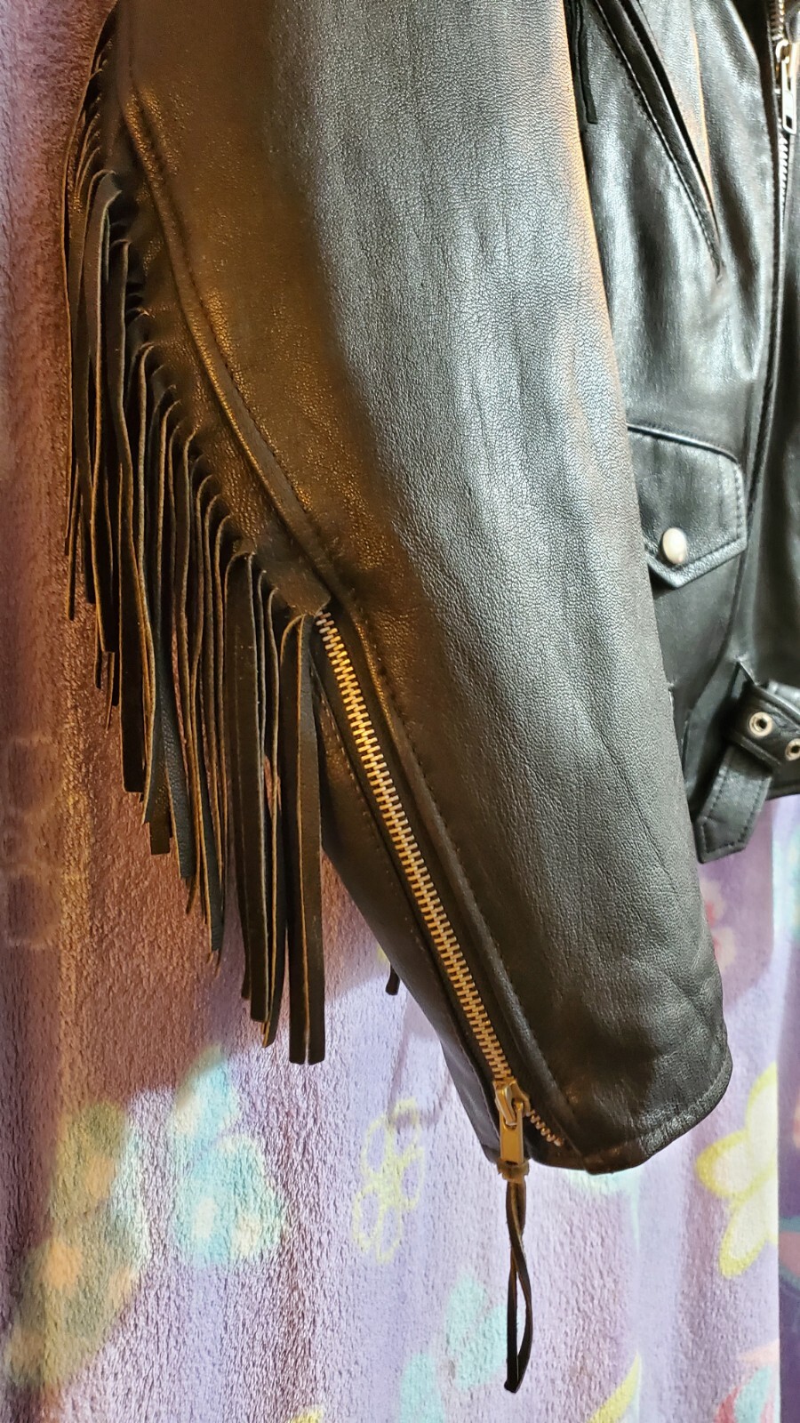 Excelled Leather Motorcycle Jacket Black Tassels Full… - Gem