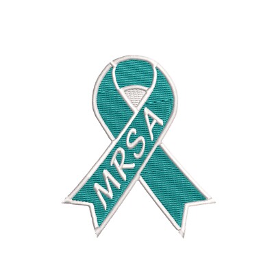 MRSA Awareness Support Ribbon Teal Patch Embroidered Iron-on Applique ...