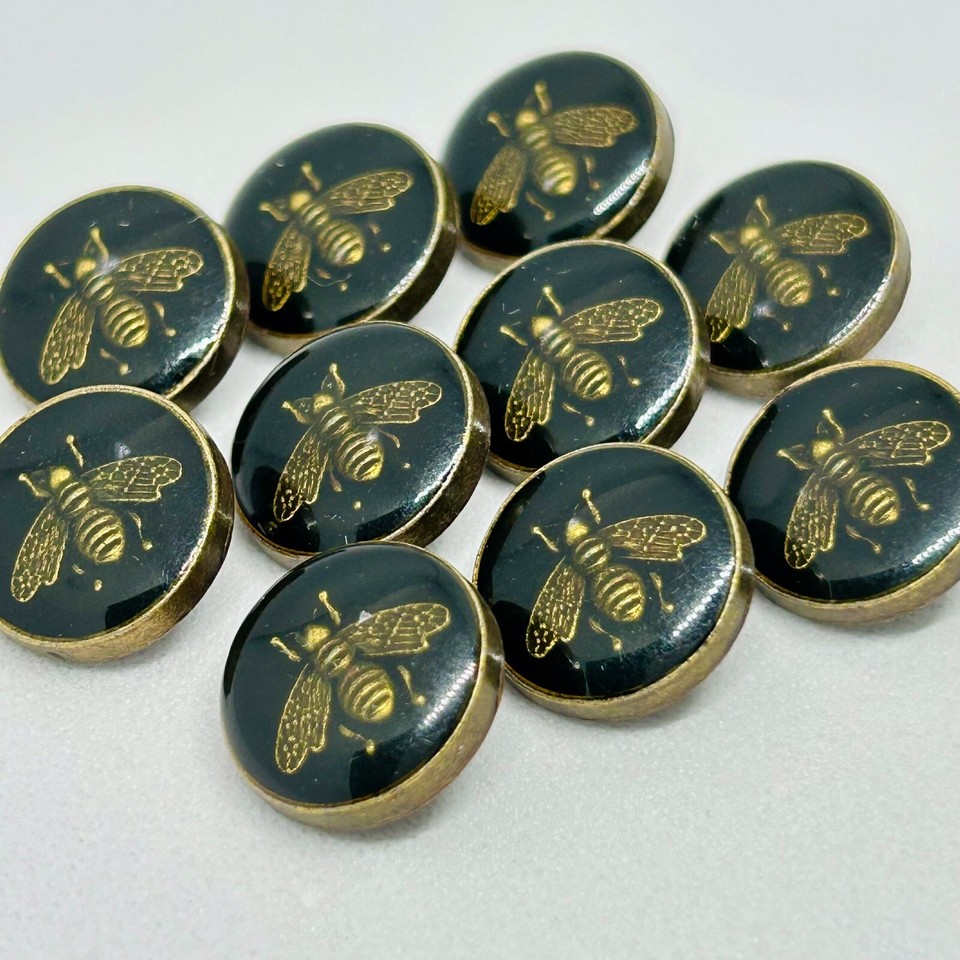 10 Black and Gold Gucci Buttons Gucci Bee Logo 15mm Vintage (LG141) | eBay