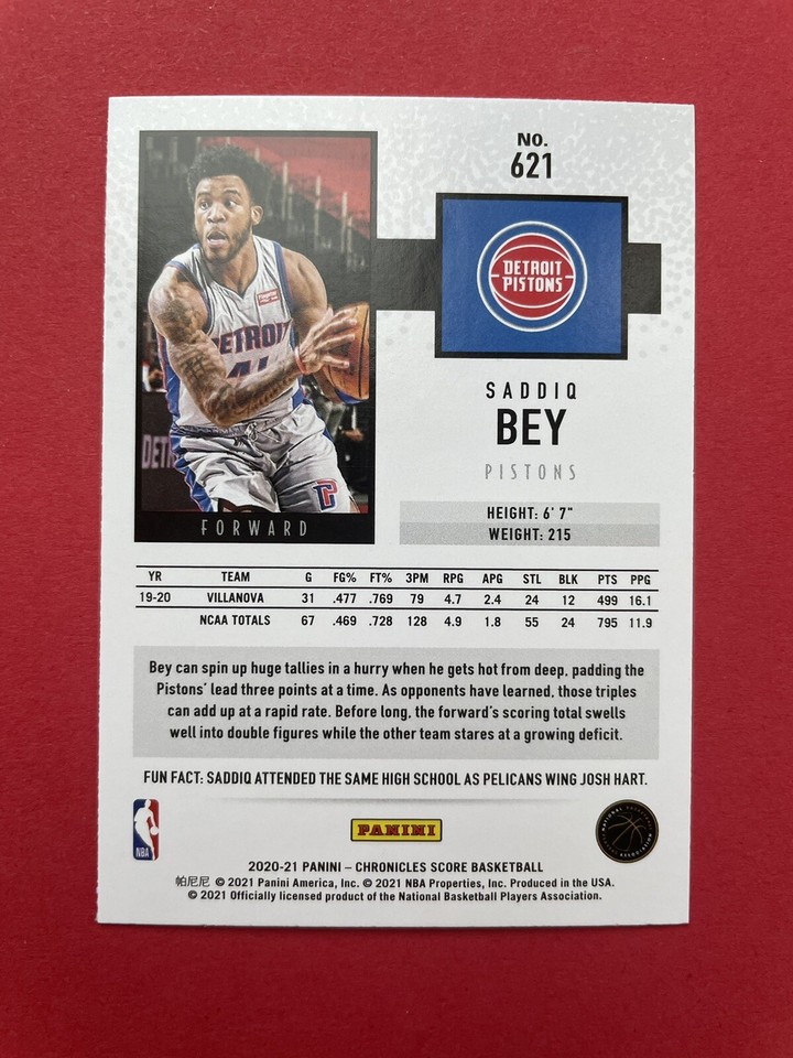 2020-21 Sadiq Bey RC Rookie Panini Score Detroit Pistons | eBay