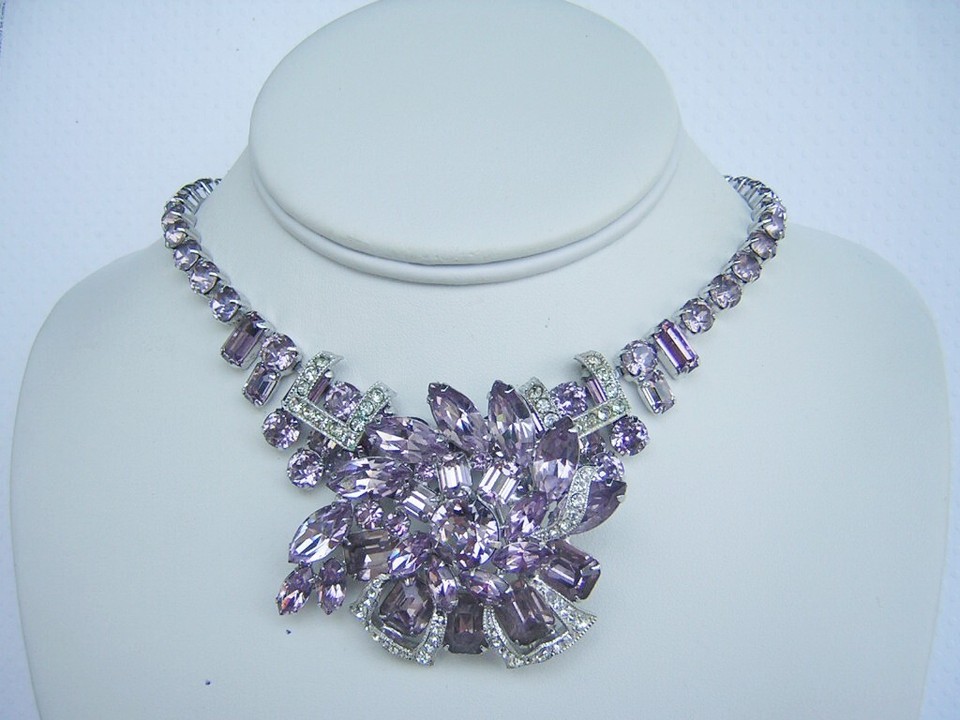 EISENBERG Luscious LAVENDER Rhinestones & Unique Icing LAVISH Necklace ...