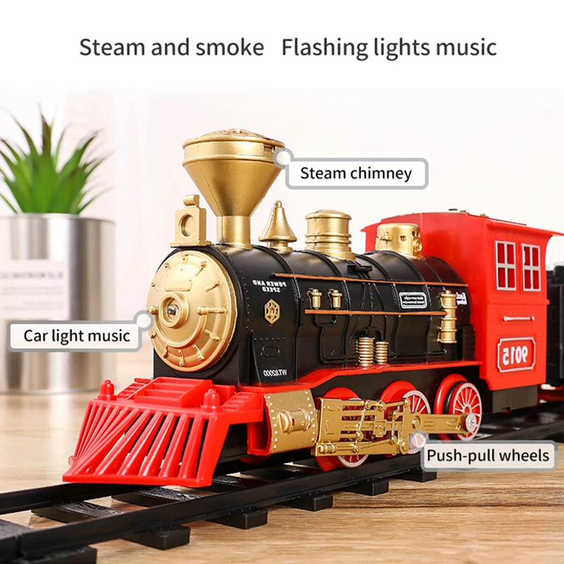 Electric Train Toy Car Railway Set - Steam Locomotive Diecasts Model ...