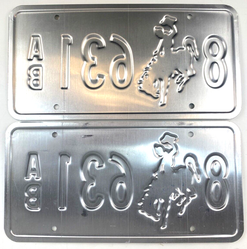 Wyoming 2001 License Plate Set Vintage Auto Platte Co Cave Decor ...