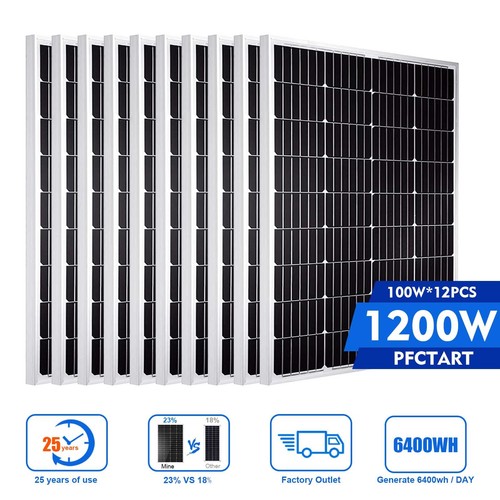1200W Solar Panel Watt Monocrystalline PV Power 12V For Home RV Marine ...