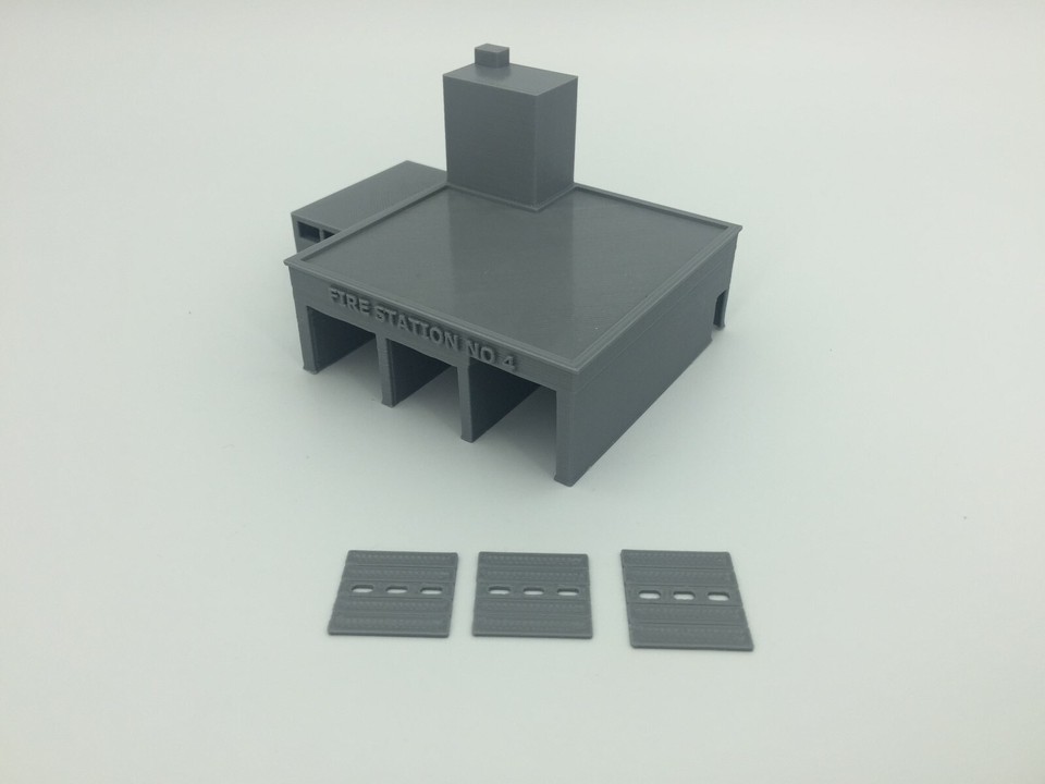 New! Fire Station FIREHOUSE 3 Open Bays - Z Scale 1:220 Improved CUSTOM ...