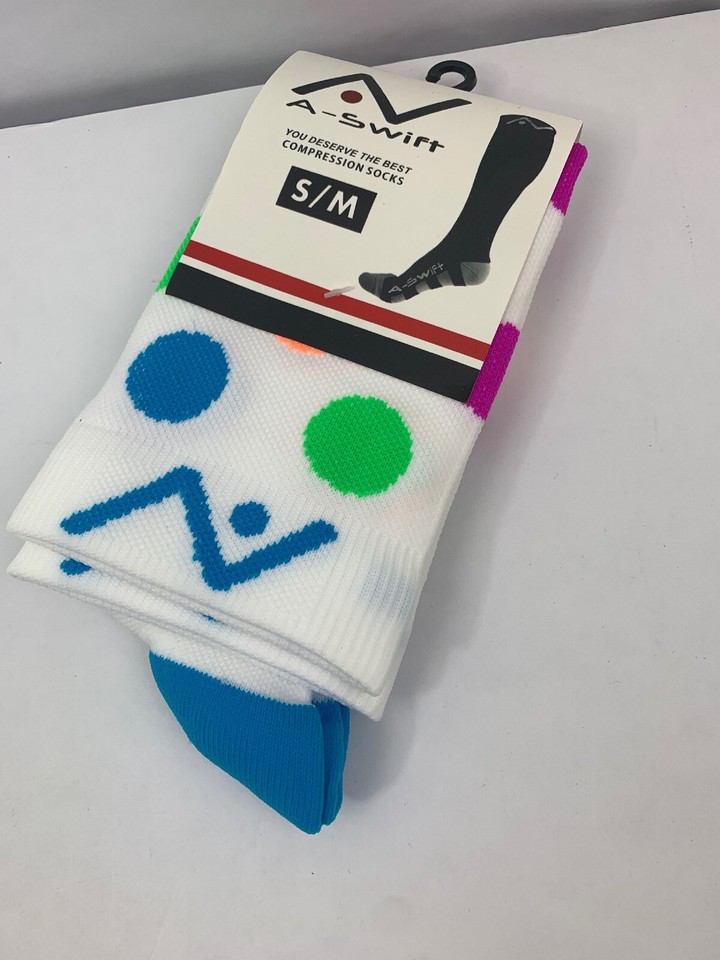 Compression Socks New In Package S/M Unisex White w/ Patterns A Swift ...