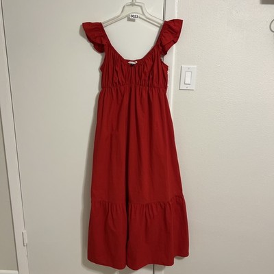 Universal Thread Maxi Dress Womens M Red Sleeveless Tiered Smocked | eBay