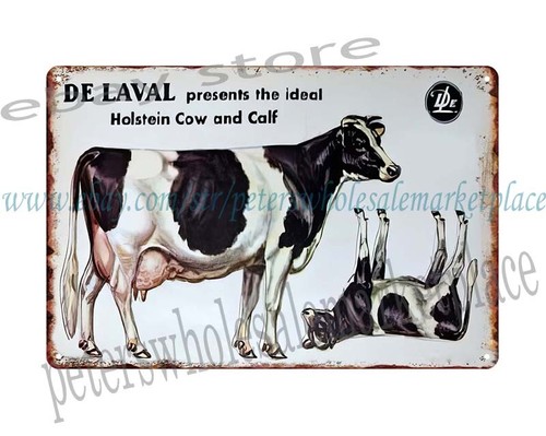 DeLaval Holstein Cow Calf farm dairy livestock metal tin sign wall art ...