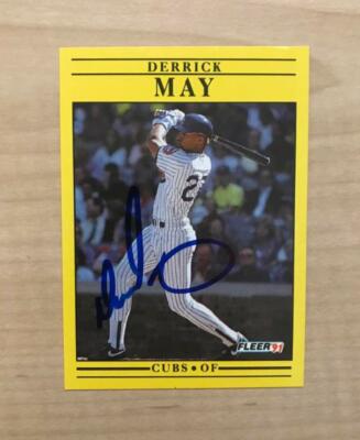 DERRICK MAY CHICAGO CUBS SIGNED AUTOGRAPHED 1991 FLEER CARD #427 W/COA ...