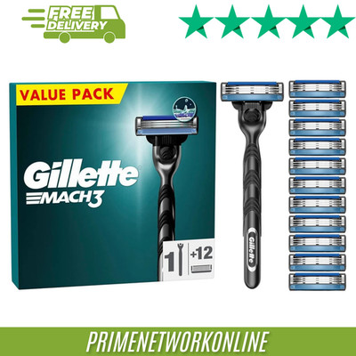 Gillette Mach3 Value Pack – 1 Handle + 12 Razor Blade Refills 100% ...