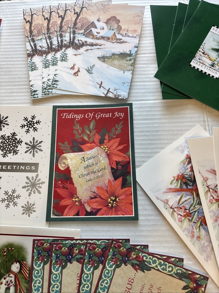 Lot Of 55 New Christmas Cards W/ 52 Envelopes Assorted, Unused, Open ...
