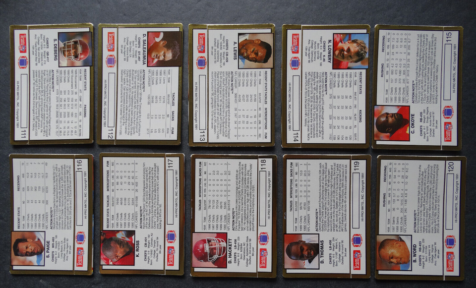 1991 Action Packed Kansas City Chiefs Team Set of 11 Football Cards | eBay