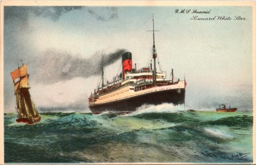 RMS Ausonia Cunard White Star Line Steamship Ocean Liner Vtg Postcard ...