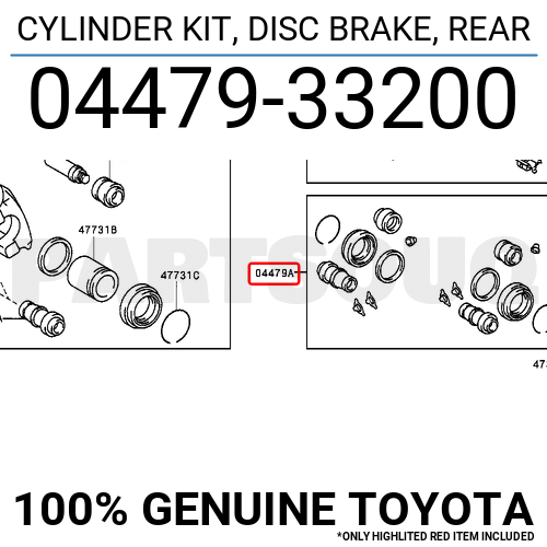0447933200 Genuine Toyota CYLINDER KIT, DISC BRAKE, REAR 04479-33200 | eBay