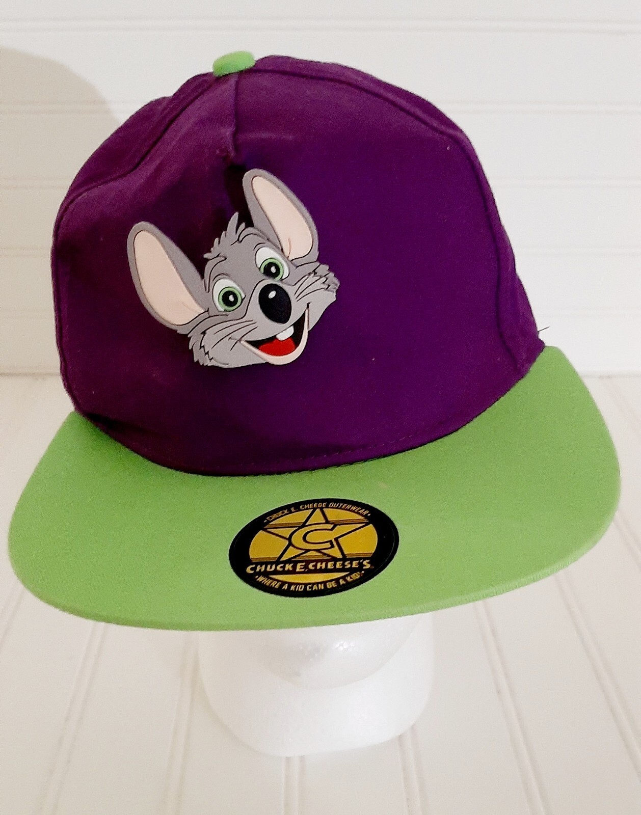 Rare 2018 Chuck E Cheese Cap Purple & Green Billed Hat Snapback 100% ...