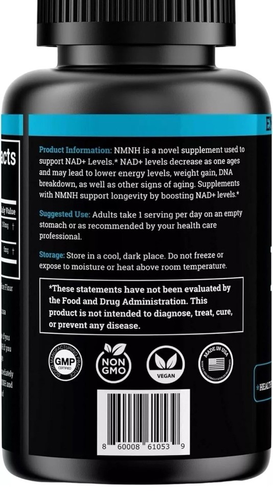 NAD Booster Supplement 250mg NMNH 60 Caps W Bioperine for Absorption EXP 02/28 | eBay