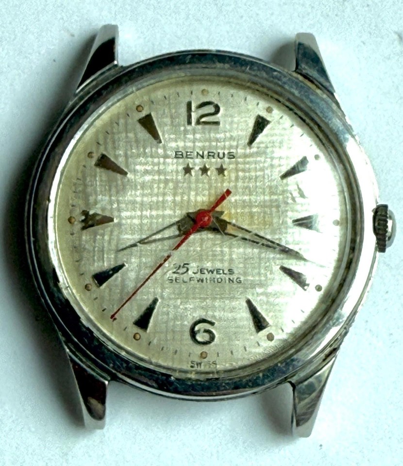 VINTAGE BENRUS 3 STAR 25J ETA 2451 AUTOMATIC WRISTWATCH IN STAINLESS 4 ...