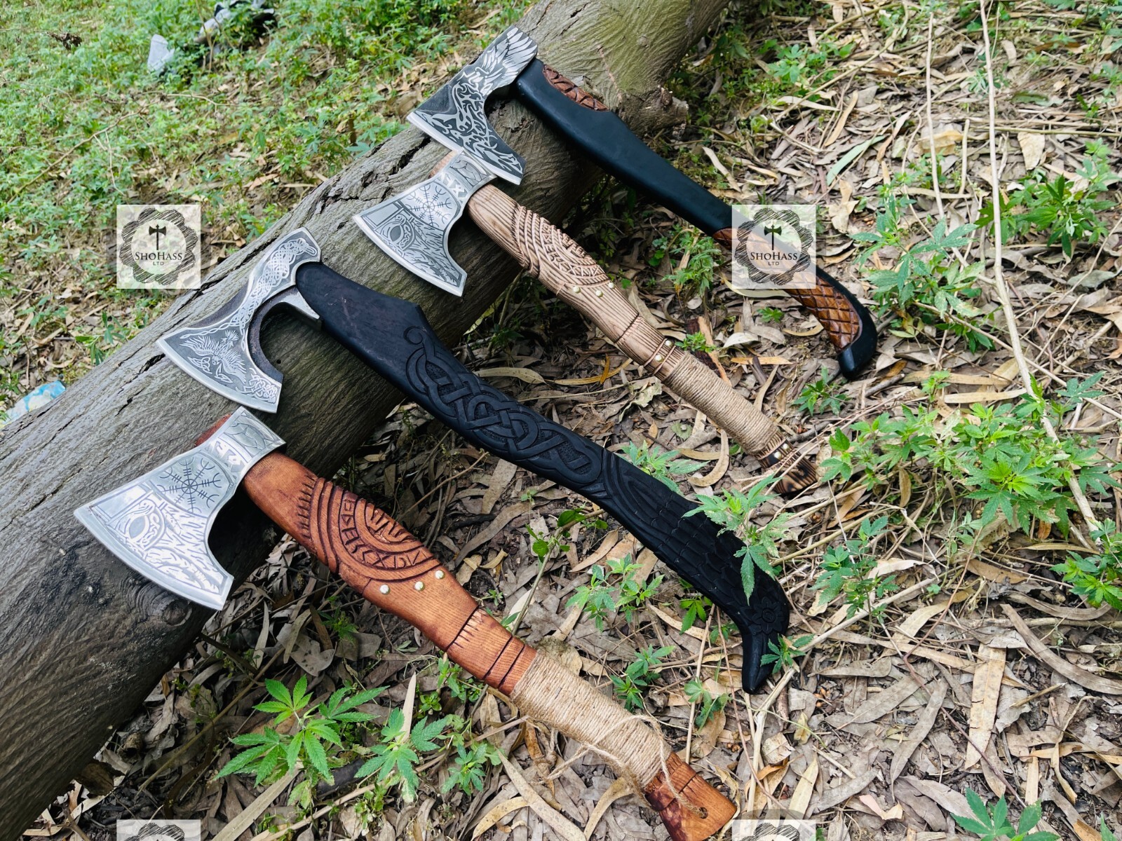 Lot of 4 Raven Axe Viking 4 Axe Custom Made Axe Forged Bearded Viking ...