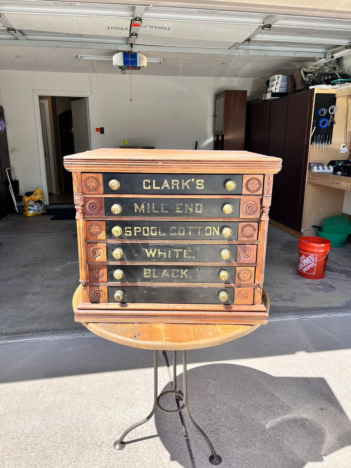 Antique Clark’s Mile End Spool Cotton Cabinet With Embossed Tin | eBay