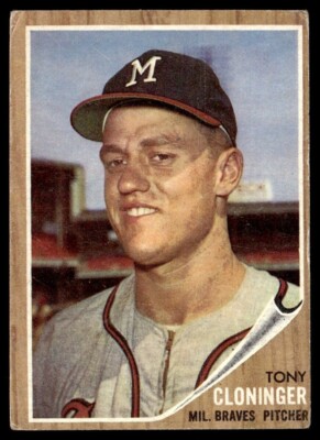 1962 Topps Baseball #63 Tony Cloninger Milwaukee Braves | eBay