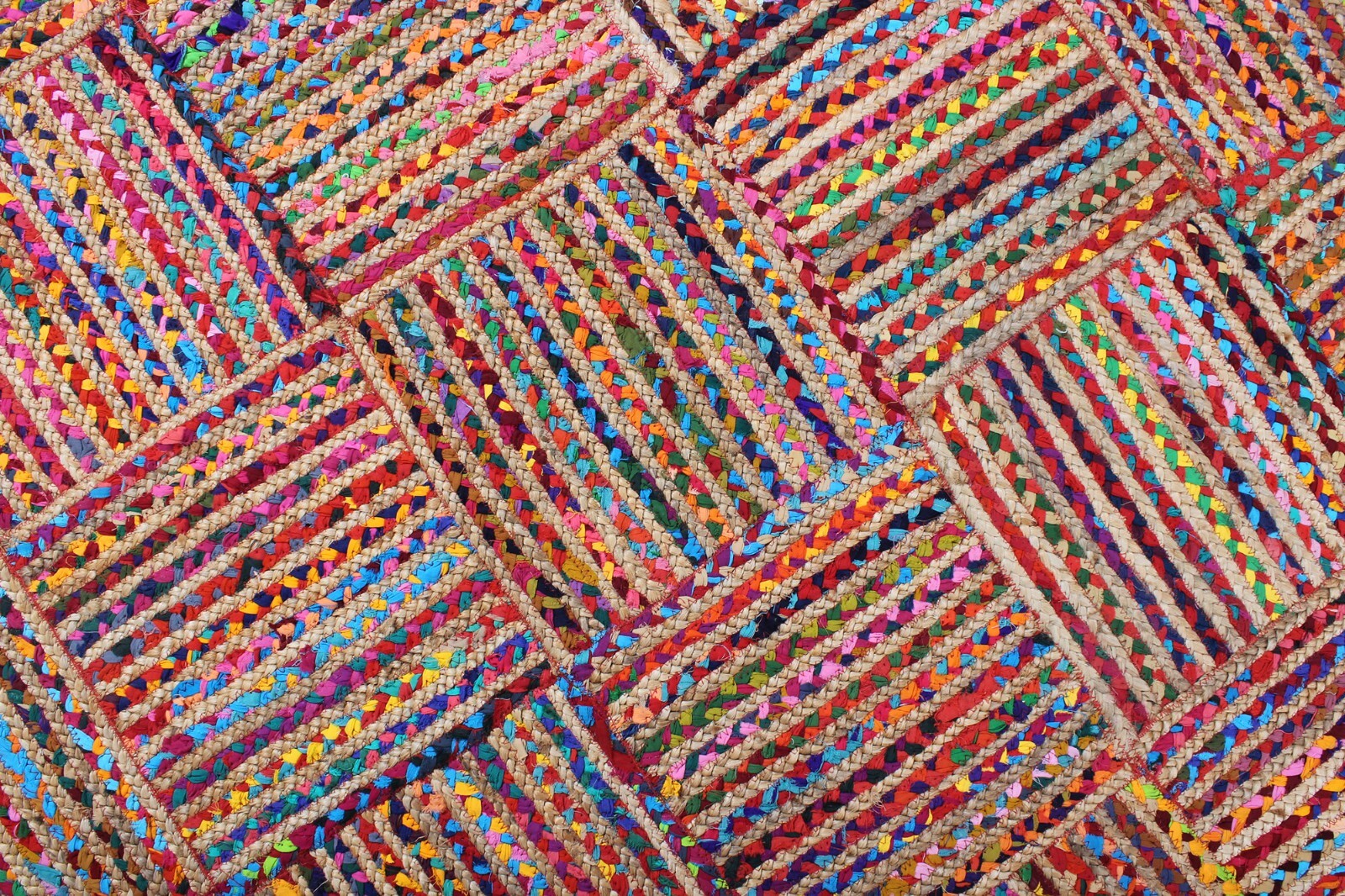 Red Octagon Kilims Hand Braided Cotton Jute Area Rug Living Room ...