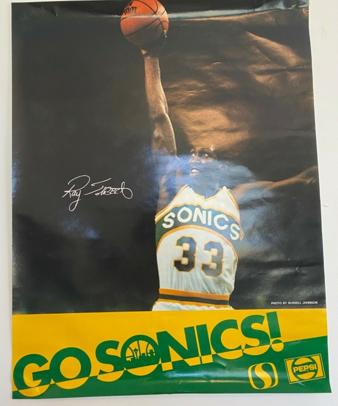Ray Tolbert #33 GO SONICS! 22"x17" Seattle Supersonics | eBay