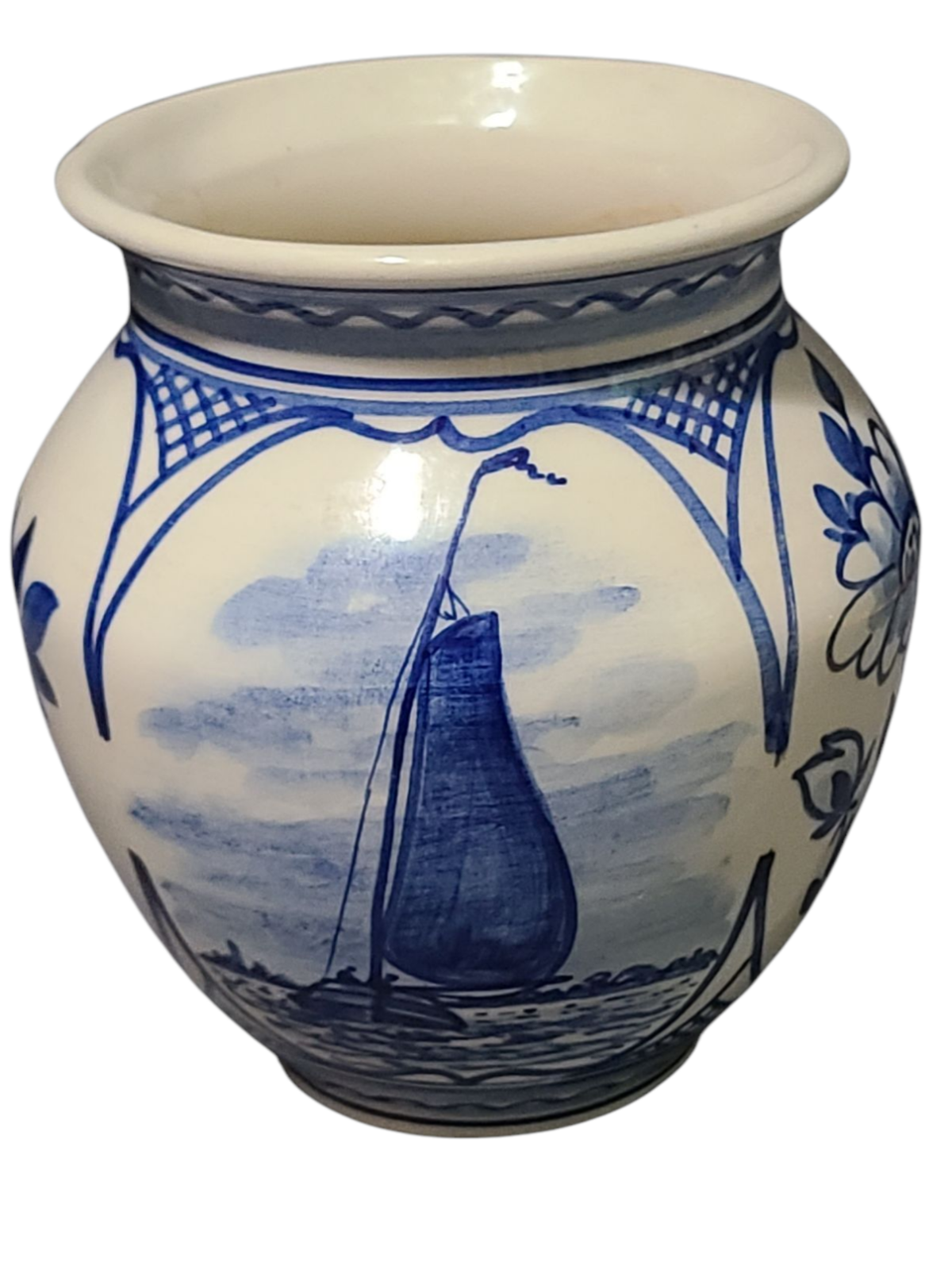 Vintage Hand Painted Blue & White Delft Ceramic Vase Sighed "Debo ...