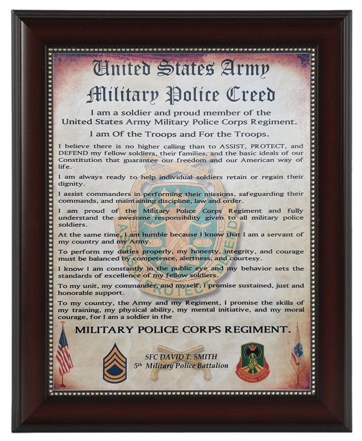 MC-BETTER: ARMY Military Police Creed ALL UNITS Parchment Framed ...