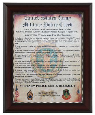 MC-BETTER: ARMY Military Police Creed ALL UNITS Parchment Framed PERSONALIZED | eBay