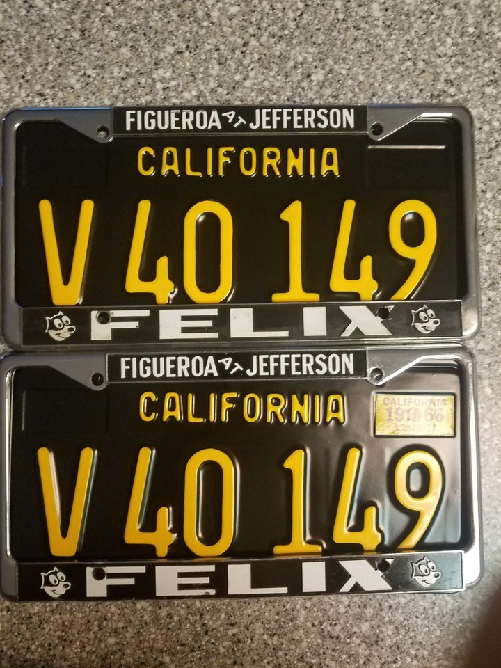 1963 Black California Commercial License Plates, 1966 Validation ...