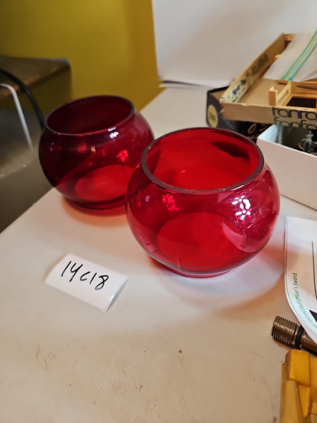 2 Adlake Oil Lantern Lamp Glass globe parts Vintage Red 14c18 Pair ...