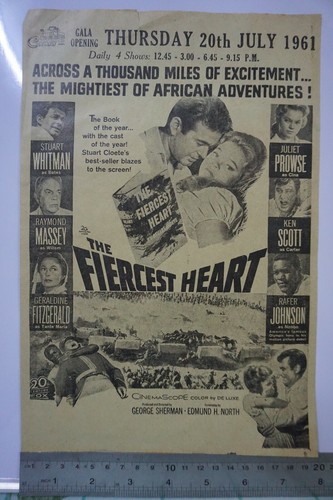 1961 Malaya English Movie Flyer【The Fiercest Heart 萬里雄心】Stuart Whitman, J.Prowse | eBay