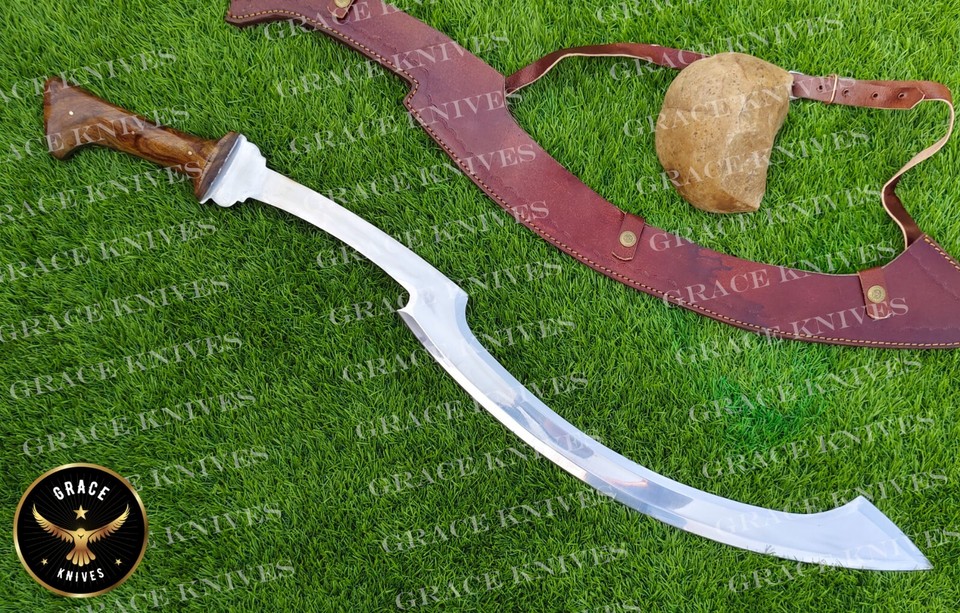 36 inches HIGH Carbon Steel Machete With Leather Sheath Rose Wood ...