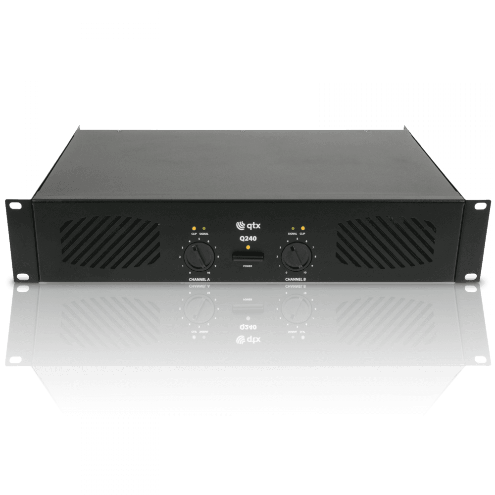 QTX Q240 Professional 240W Stereo PA DJ Power Amplifier 120w+120w Amp ...