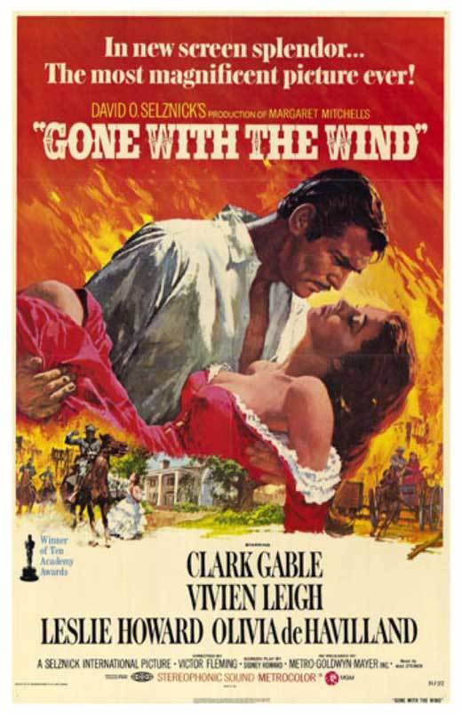 Vivien Leigh Clark Gable Poster Gone With The Wind 1939