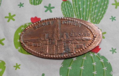 Sears Tower elongated penny Chicago Illinois USA cent Skyline souvenir ...