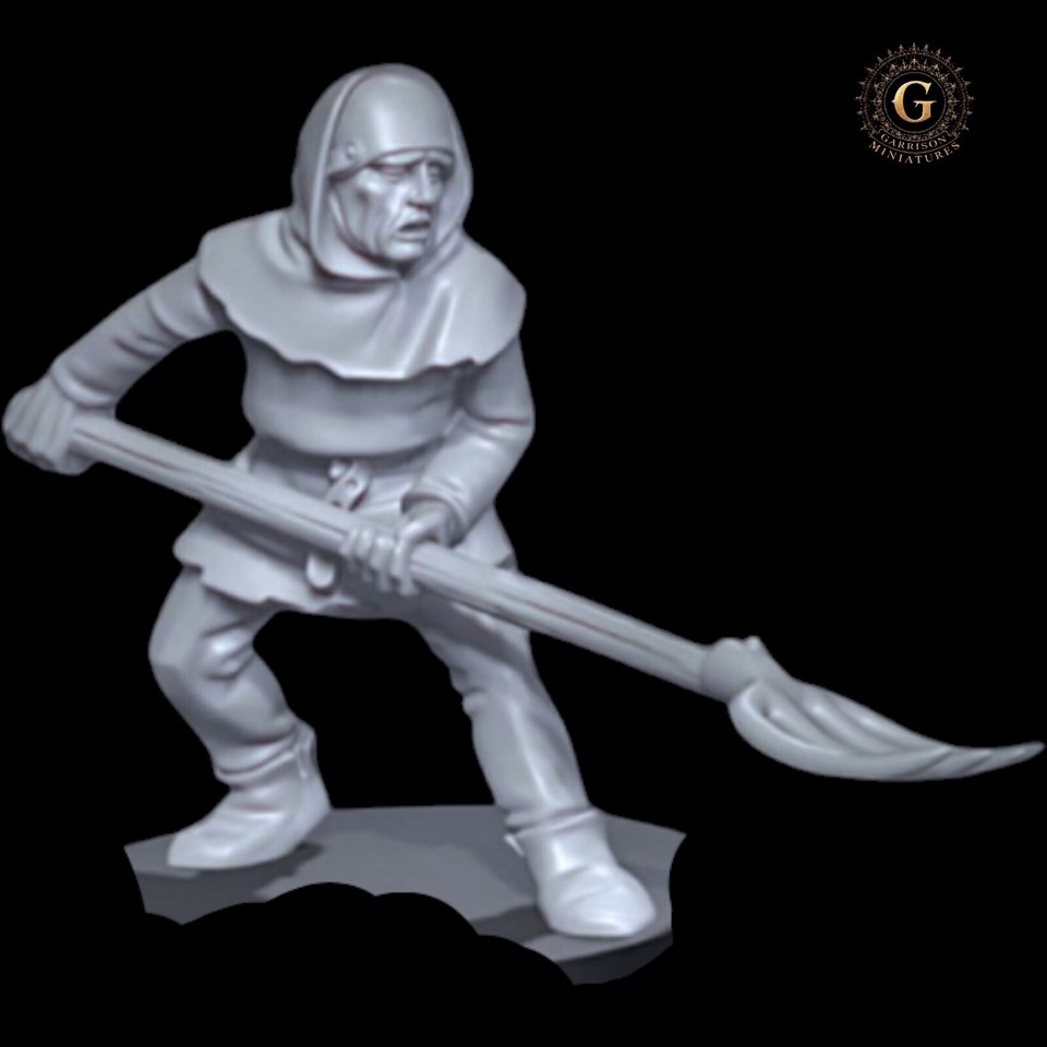 28mm Medieval Peasants 2-Handed Weapons X6 Wargames & Collectors ...