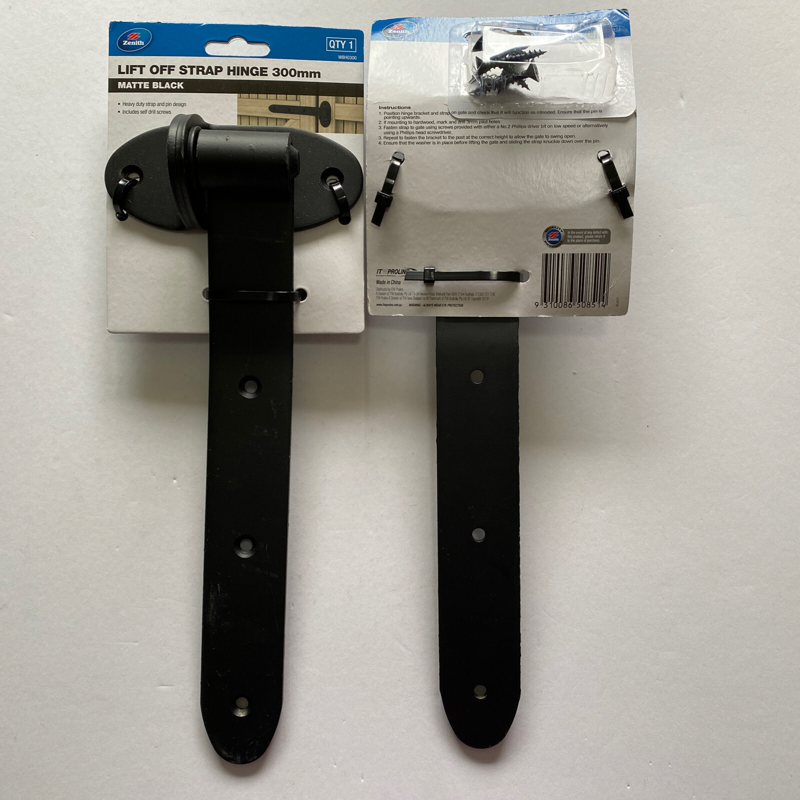 Rustic Barn Door Look Zennith Lift Off Strap Hinge, matt black 300mm ...