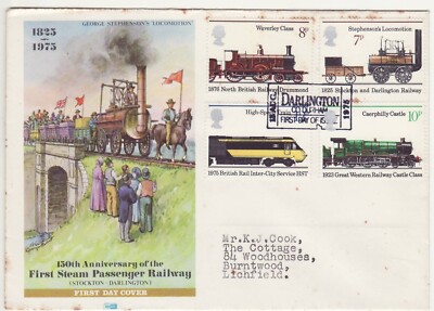 GB Stamps First Day Cover Public Railways, steam, Stephenson, APT ...