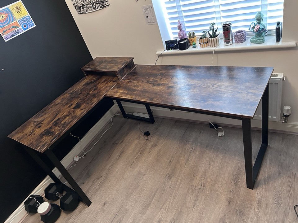 Corner Computer Desk Black/Brown | eBay UK