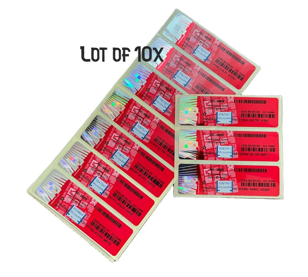 Lot of 10x Windows 10 Pro Professional Product Key COA Sticker ...