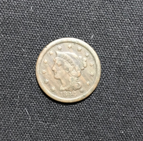 1844 US Braided Hair Large One Cent coin | eBay