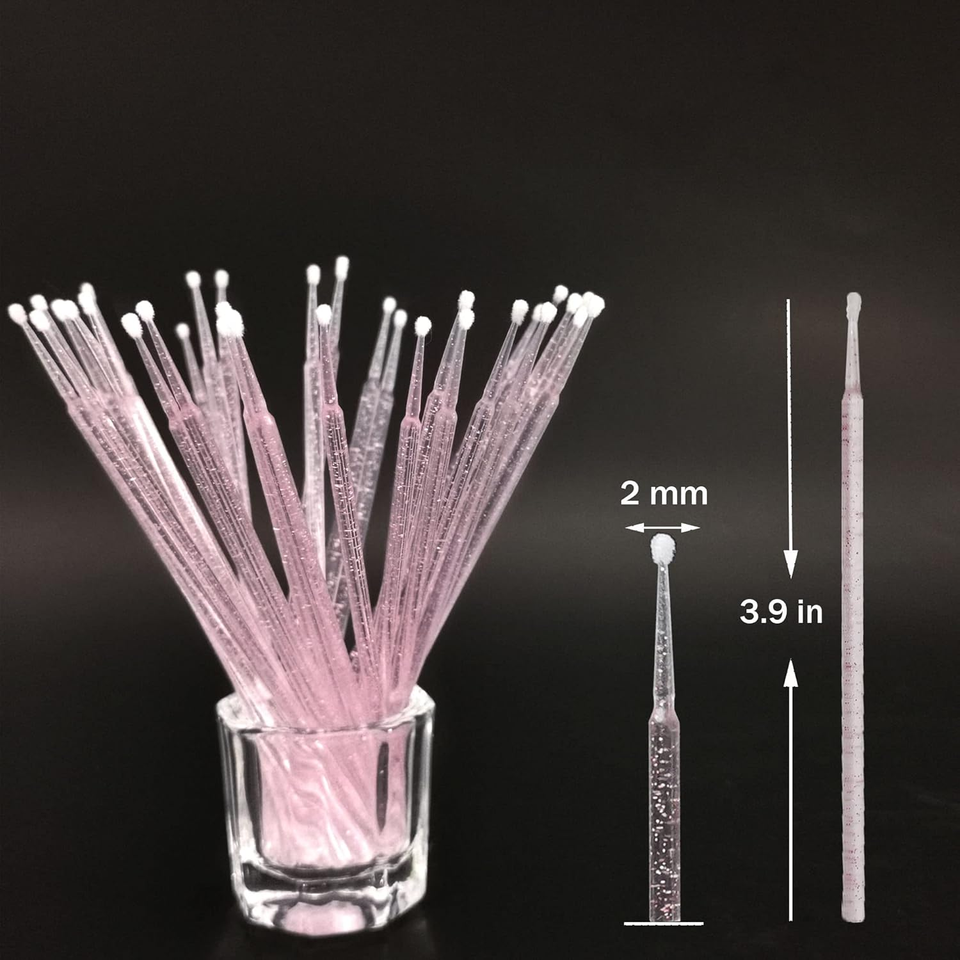 500 Pcs Disposable Micro Applicator Brushes, Cotton Swabs, Pink Mascara ...
