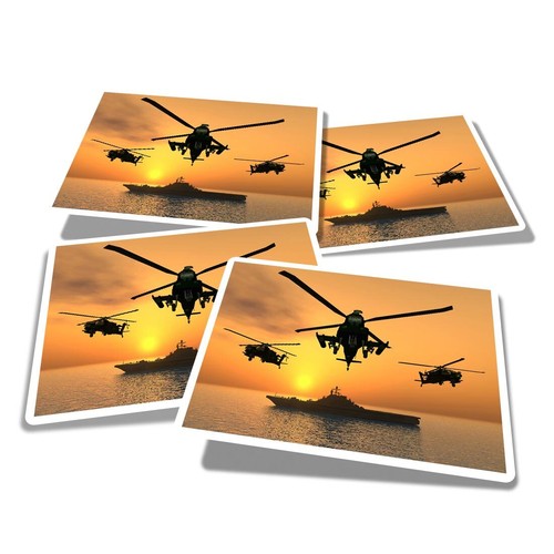 4x Vinyl Stickers Apache Helicopter War Ship #50104 | eBay UK