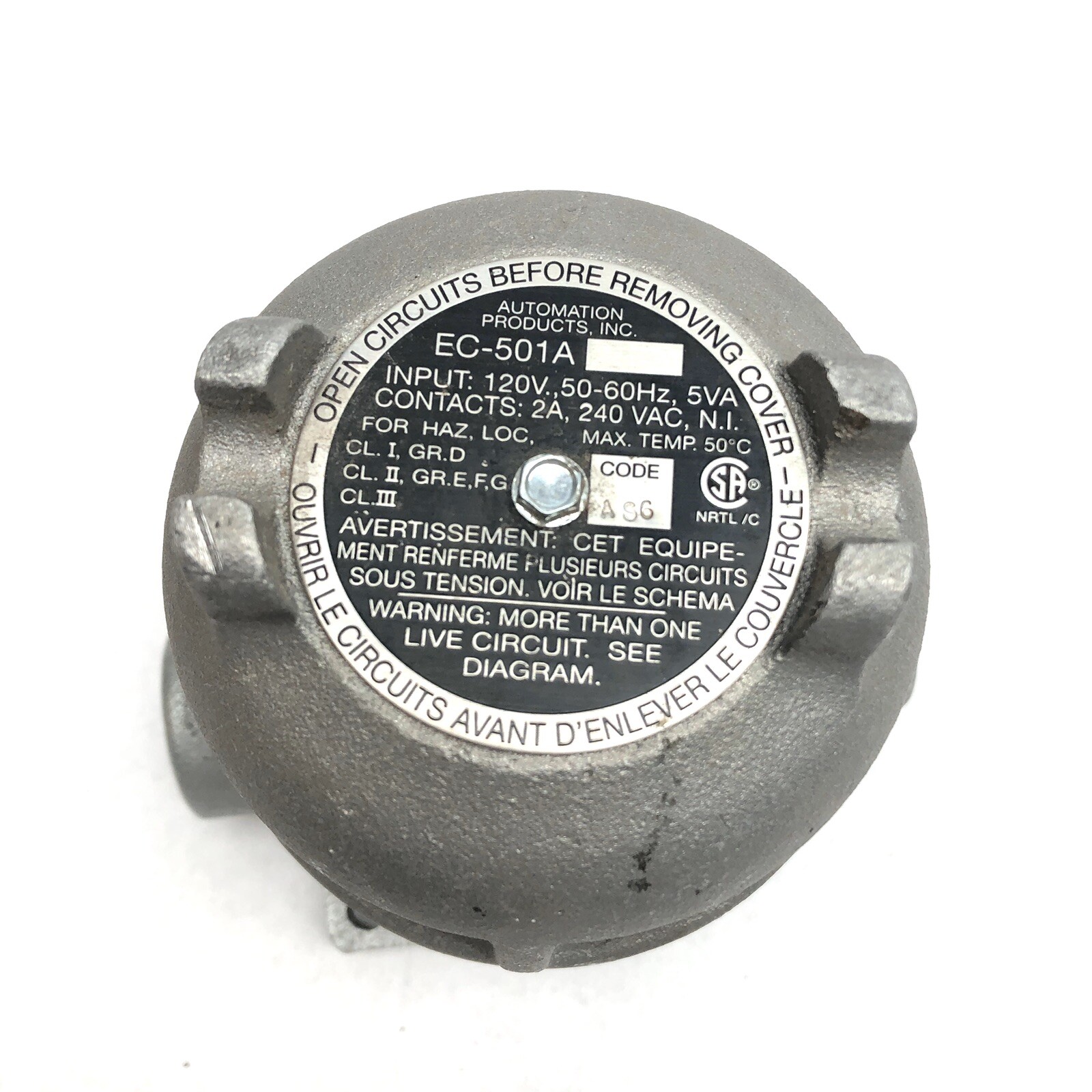 AUTOMATION EC-501A INPUT 120V,50-60HZ 5VA-CONTACTS 2A,240 VAC-PROOF ...