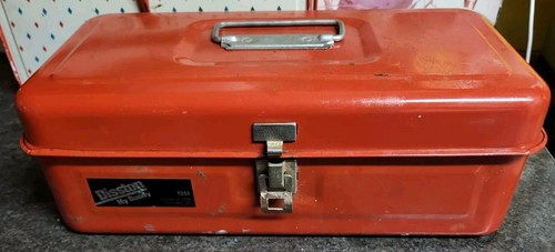 Vintage Red DISSTON "My Buddy" Metal Toolbox & Tray USA Handle Tool Box ...