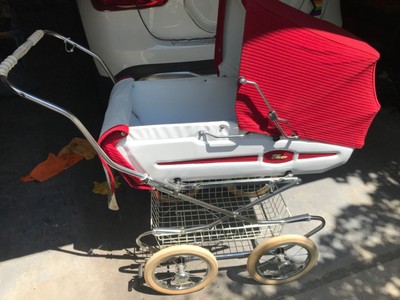 1975 Vintage Perego baby Carriage red and white. | eBay UK