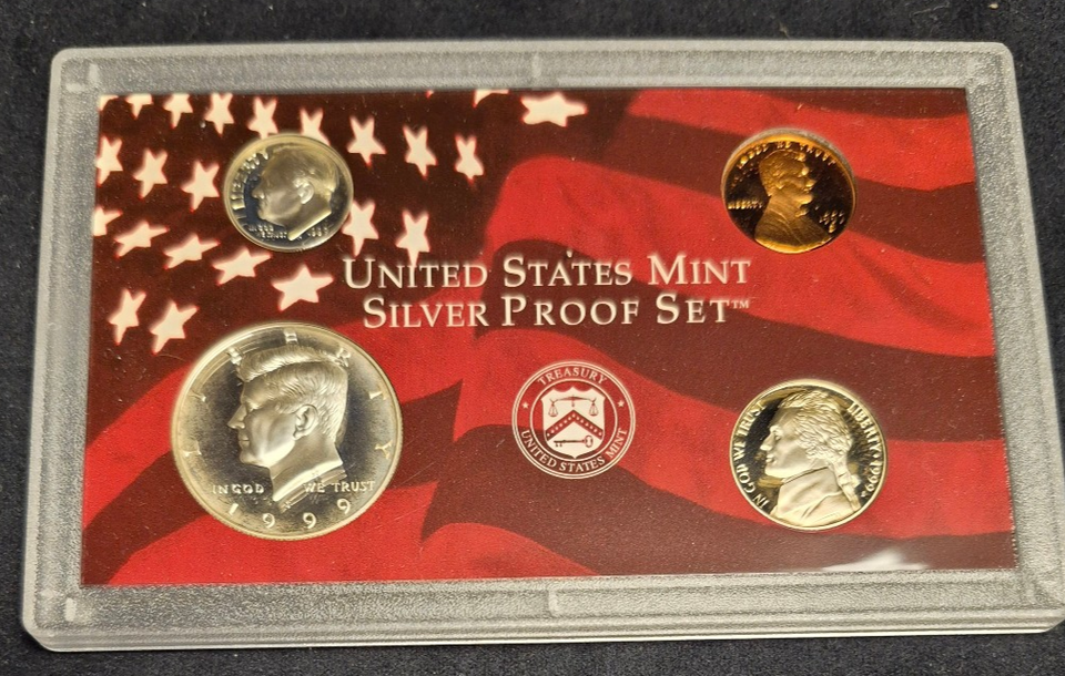 1999 S United States Mint 90% Silver Proof Set, 9 Coin Set, Complete ...