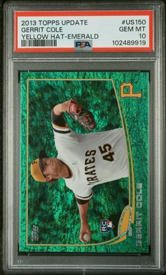 2013 TOPPS UPDATE YELLOW HAT-EMERALD #US150 GERRIT COLE ROOKIE RC PSA ...