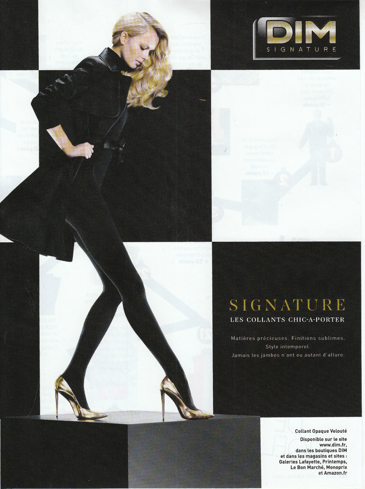 Publicité contemporaine collant Dim 2013 issue de magazine | eBay